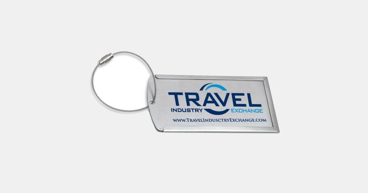 Prestige Brushed Metal Luggage Bag Tag with your logo | ImprintLogo.com