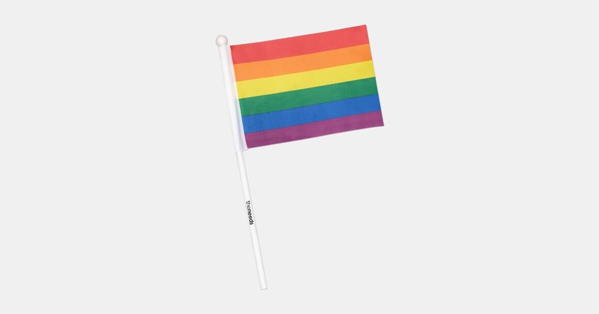 Pride Hand Held Flag with your logo | ImprintLogo.com