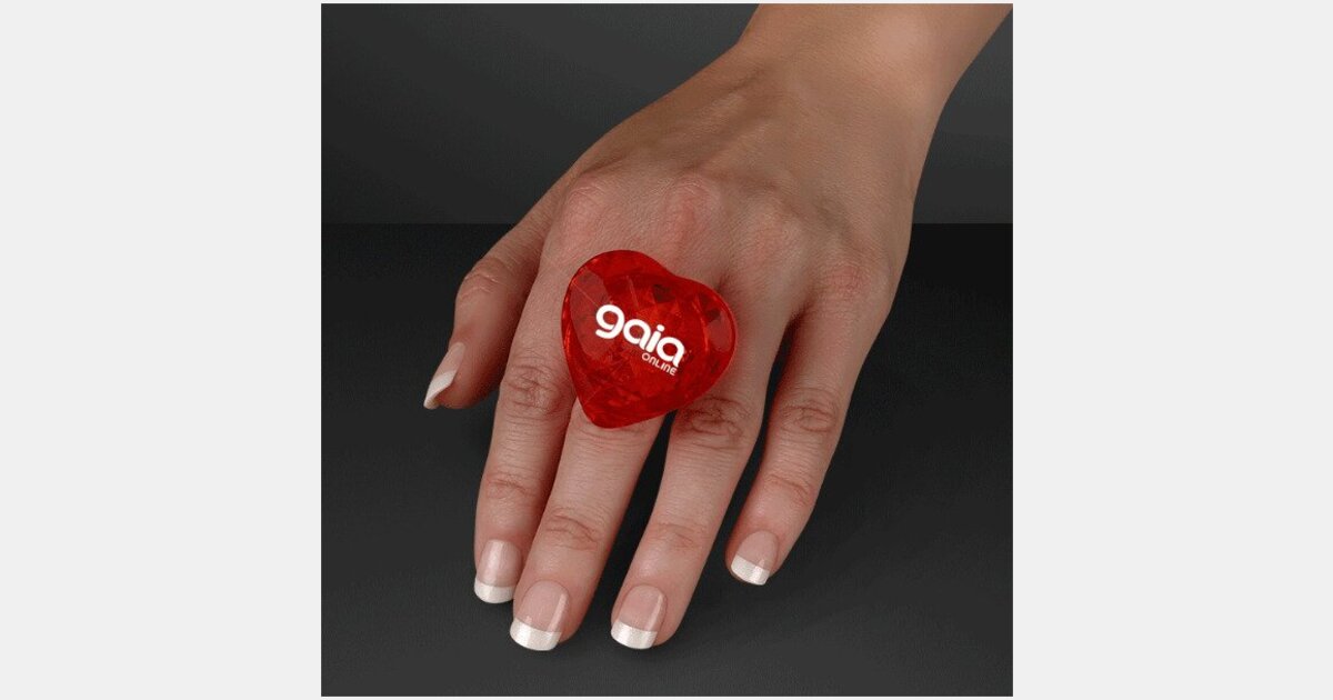 Pulsing Light Red Heart Ring with your logo | ImprintLogo.com