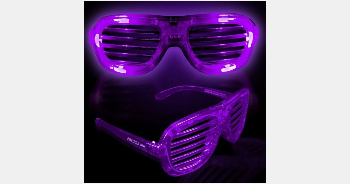 Custom Printed Purple Light-Up LED Slotted Glasses with your logo ...