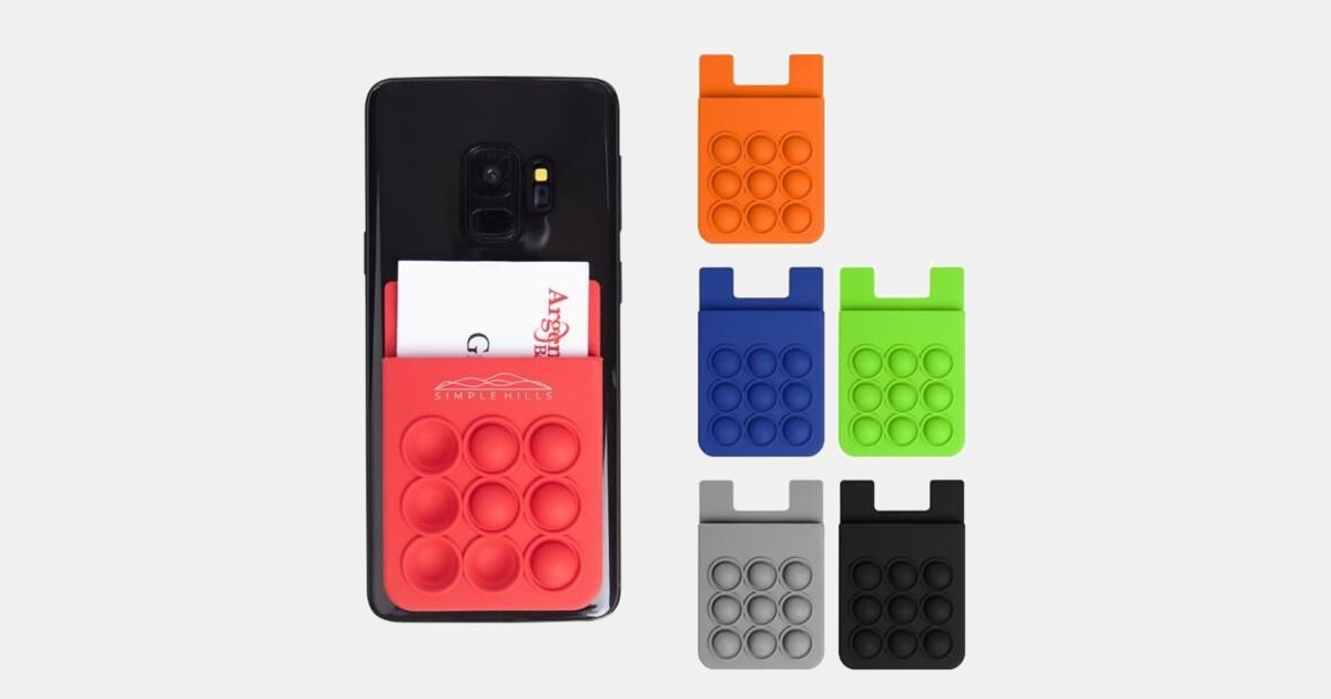 Custom Printed Push Pop Phone Wallet with your logo | ImprintLogo.com
