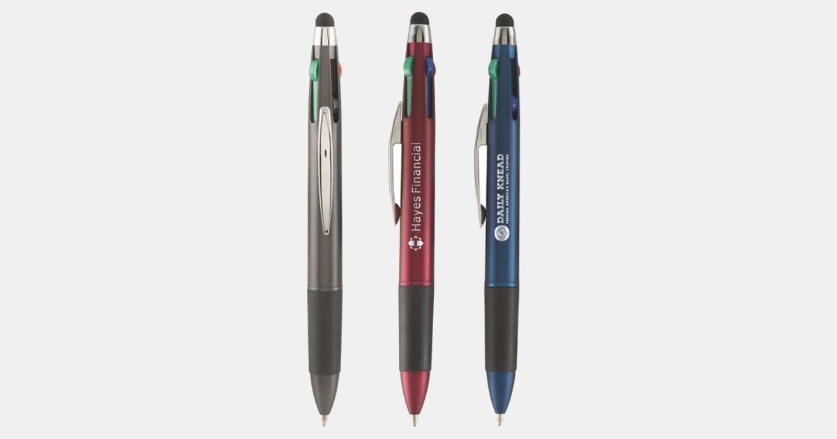 Custom Printed Quattro Multi Ink w/ Stylus with your logo | ImprintLogo.com