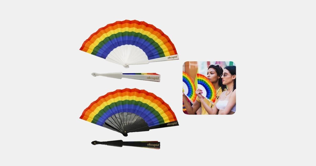 Custom Printed Rainbow Fan with your logo | ImprintLogo.com