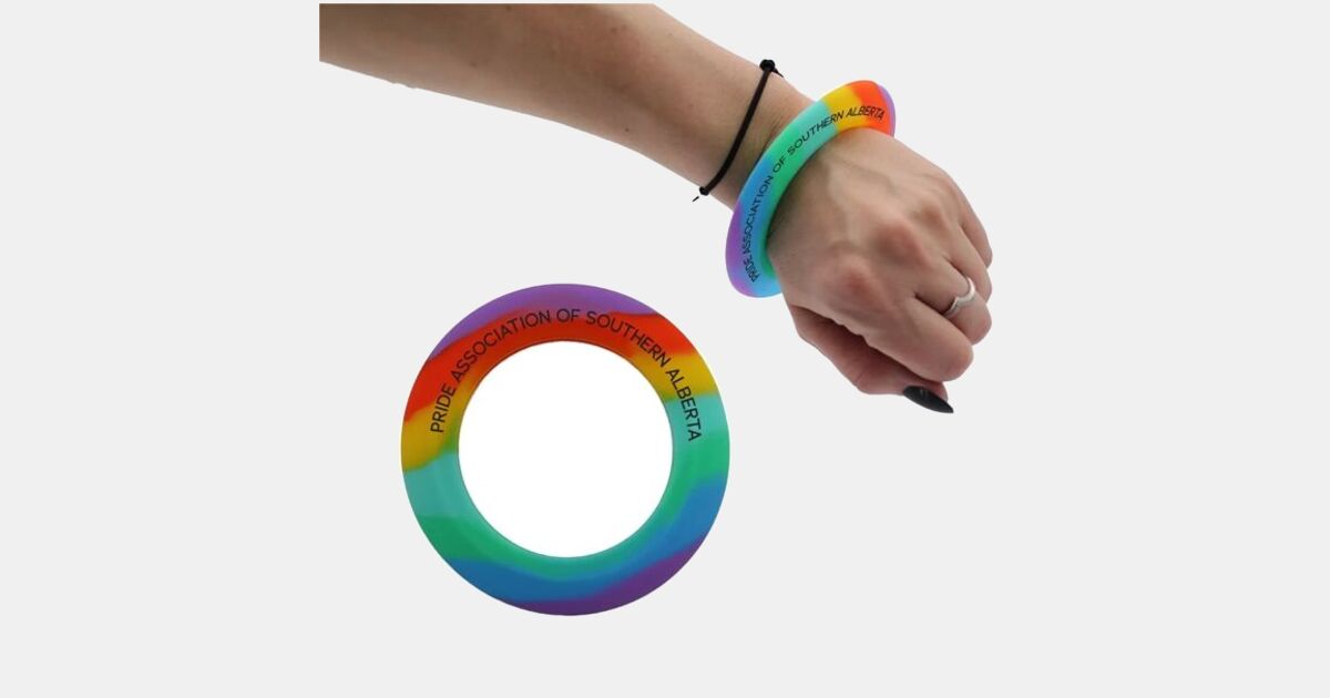 Custom Imprinted Rainbow Wrist Disc with your logo | ImprintLogo.com