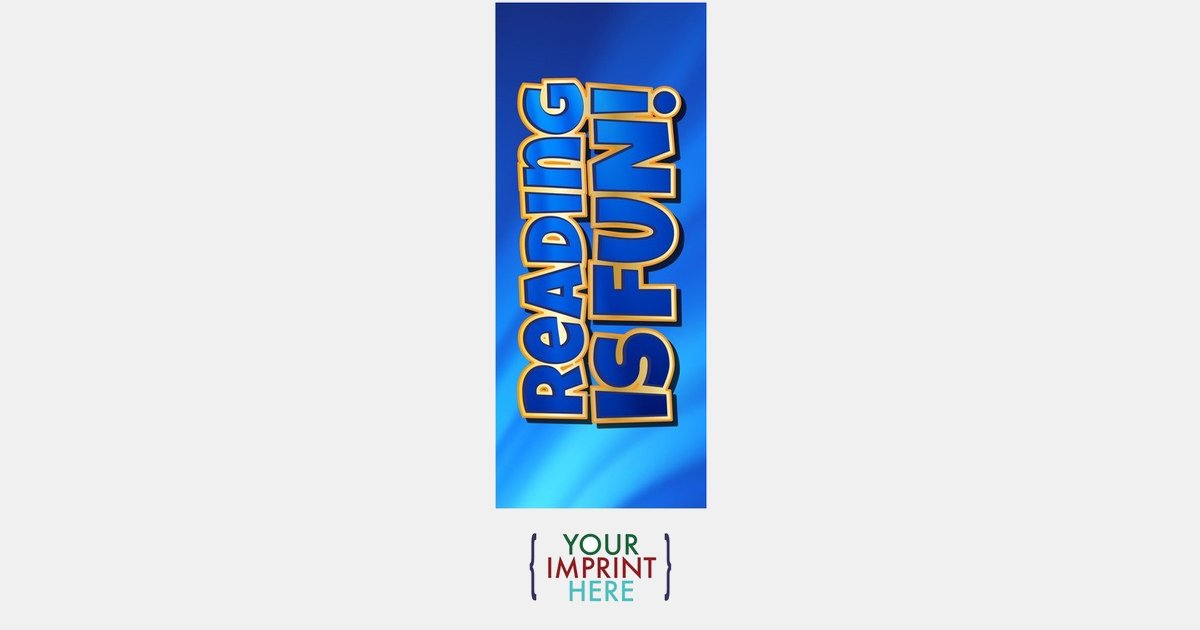 Reading Is Fun Bookmark (Blue) USA Made with your logo | ImprintLogo.com