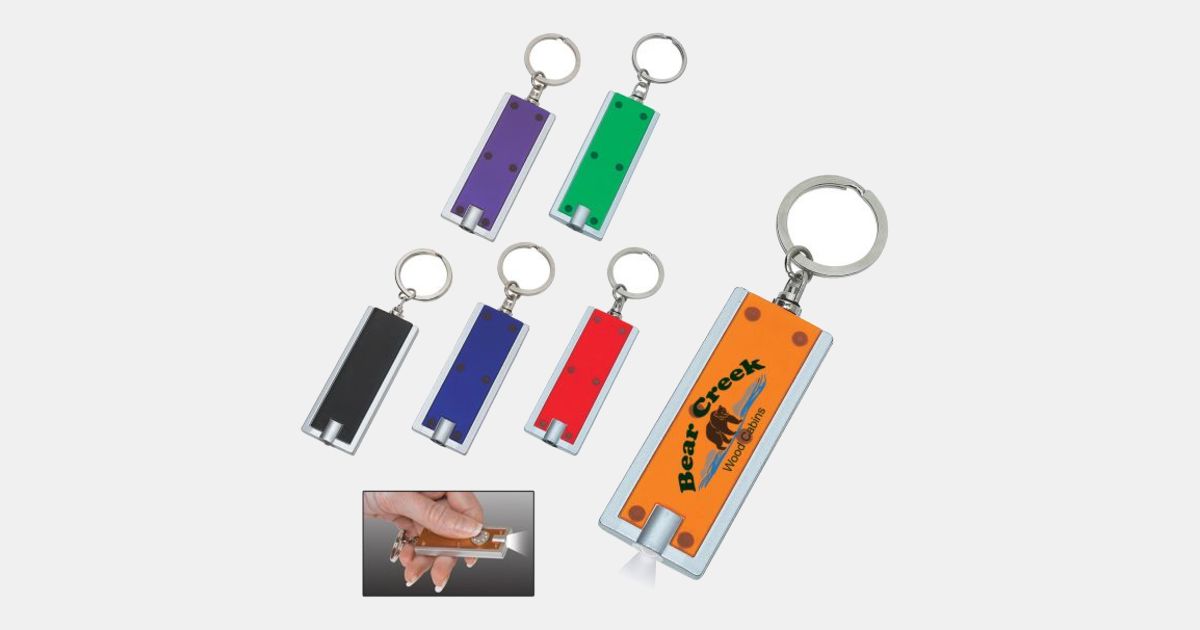 Custom Printed Rectangular LED Key Chain with your logo | ImprintLogo.com