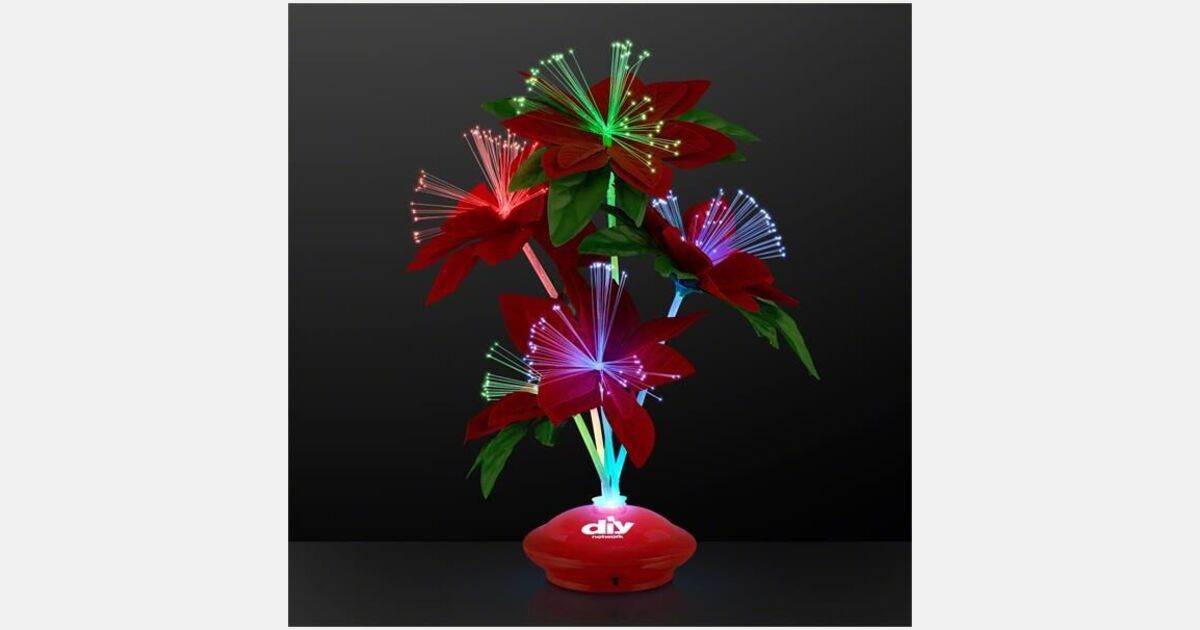 Red Christmas Flowers Light Up Centerpiece with your logo | ImprintLogo.com