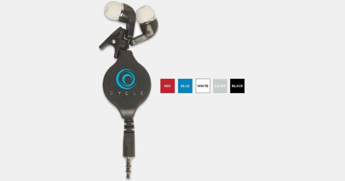 Custom Printed Retractable Earbuds with your logo | ImprintLogo.com