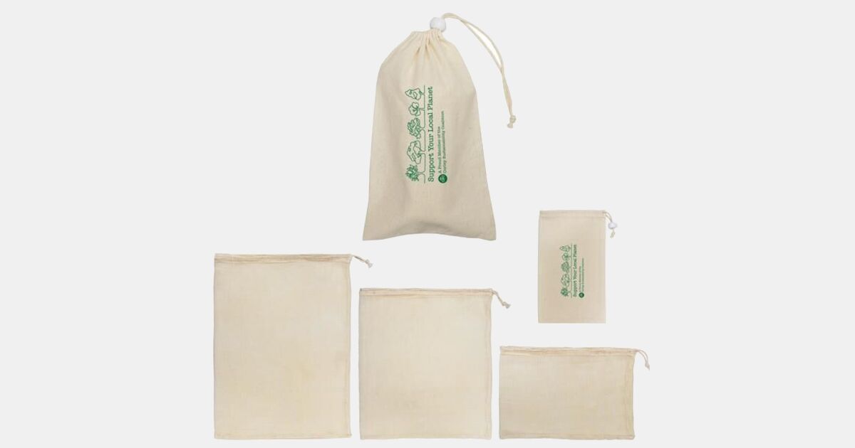 Custom Printed Reusable Cotton Mesh Produce Bag Set with your logo ...