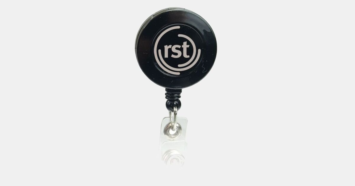 Round Pad Print Badge Holder With Slide On Clip with your logo ...