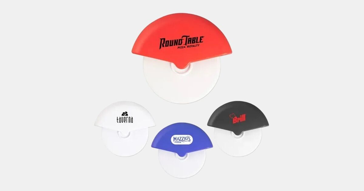 Custom Imprinted Round Pizza Cutter with your logo | ImprintLogo.com