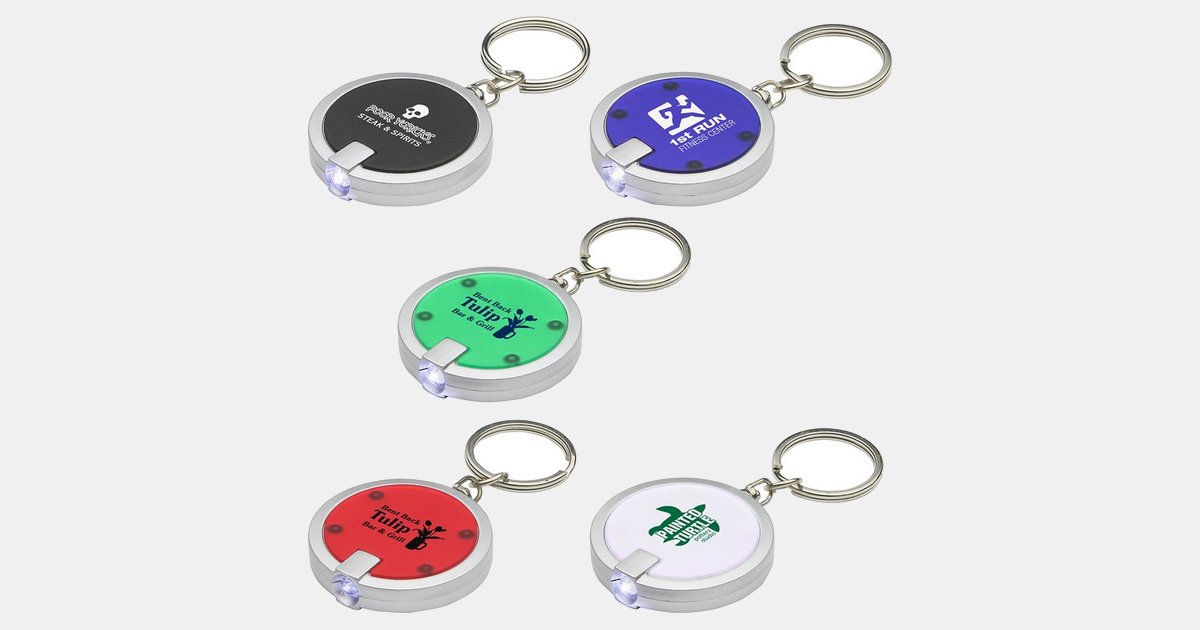Key Chain with Round Simple Touch LED Custom Imprinted | ImprintLogo.com