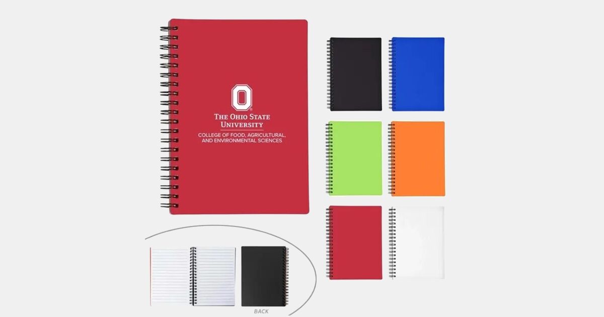 Custom Imprinted Rubber Spiral Notebook with your logo | ImprintLogo.com