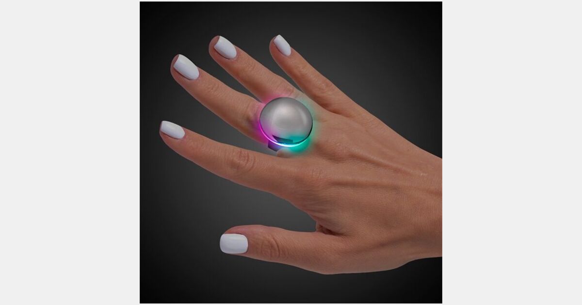 Custom Printed Silver Button LED Laser Ring with your logo ...