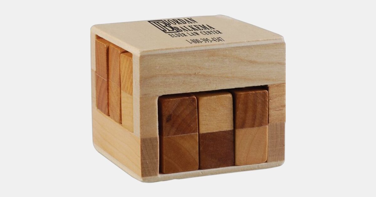 Promotional Wooden Sliding Cube Puzzle with your logo | ImprintLogo.com