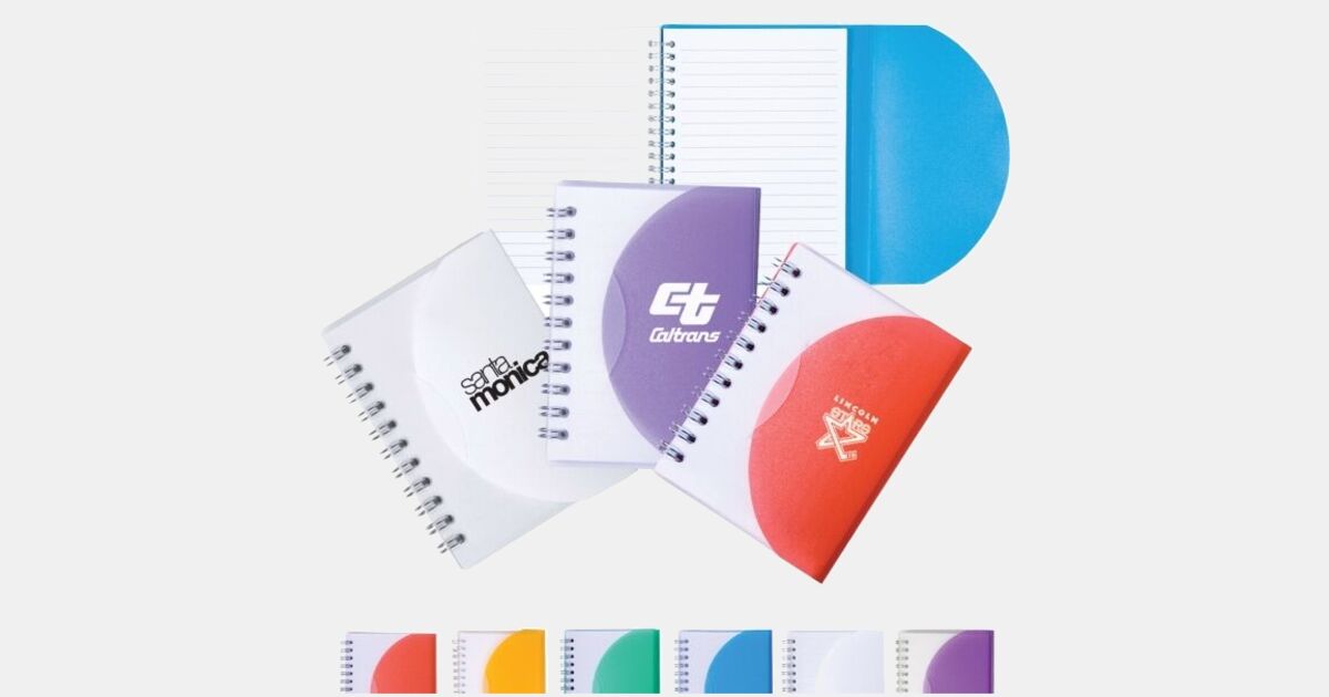 Custom Printed Spiral Curve Notebook with your logo | ImprintLogo.com