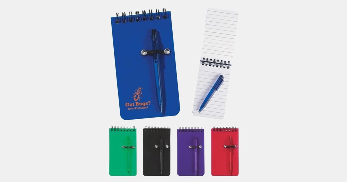 Custom Printed Spiral Jotter & Pen with your logo | ImprintLogo.com