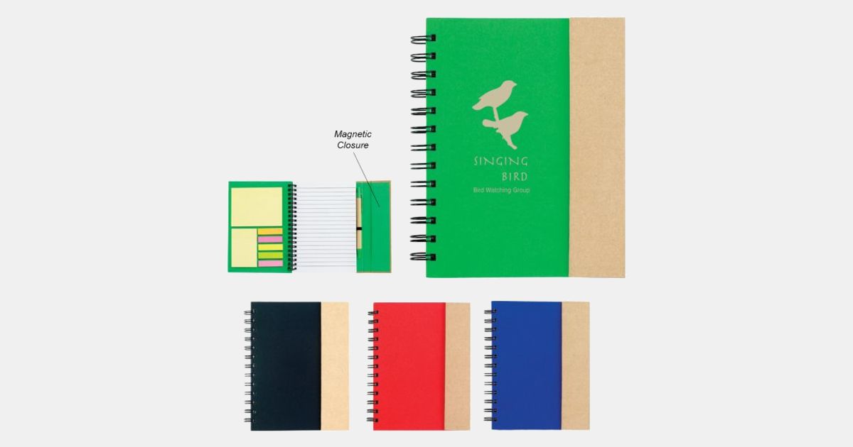 Custom Printed Spiral Notebook With Sticky Notes And Flags with your ...