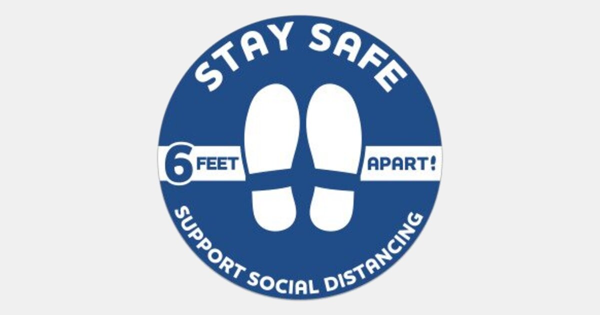 Stay Safe Floor Decals - Circle 12" with your logo | ImprintLogo.com