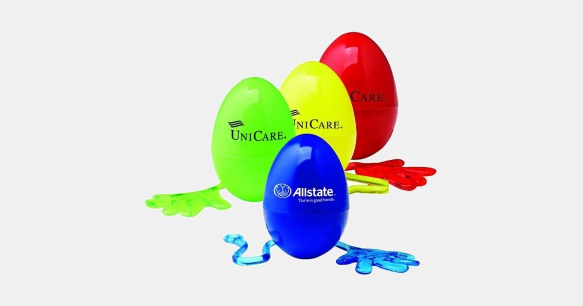 Custom Printed Sticky Hand and Egg Toy with your logo | ImprintLogo.com