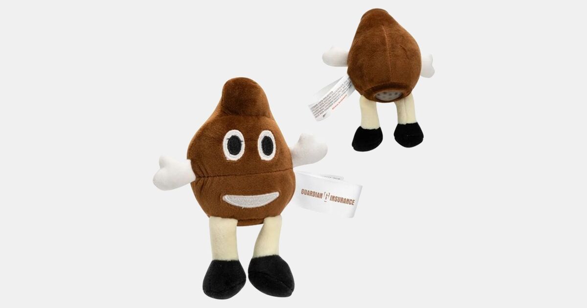 Stress Buster(TM) Poop Emoji Plush with your logo | ImprintLogo.com