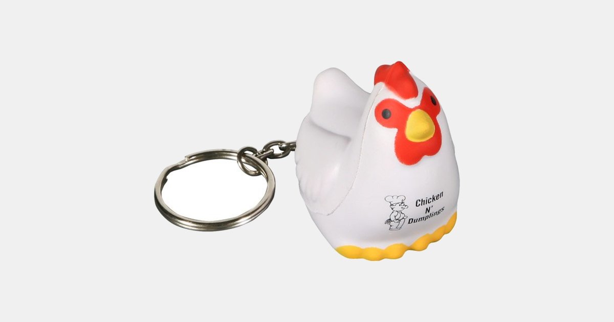 Stress Ball Key Chain - Chicken | ImprintLogo.com