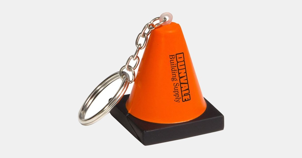 Stress Ball Key Chain - Construction Cone | ImprintLogo.com