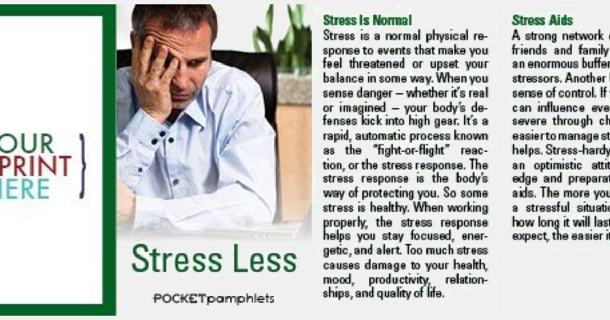 Stress Less Pocket Pamphlet USA Made with your logo | ImprintLogo.com