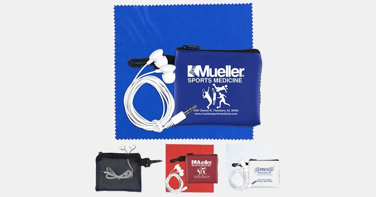 Tech Mesh Tunes Mobile Tech Earbud Kit In Mesh Zipper Pouch with your ...