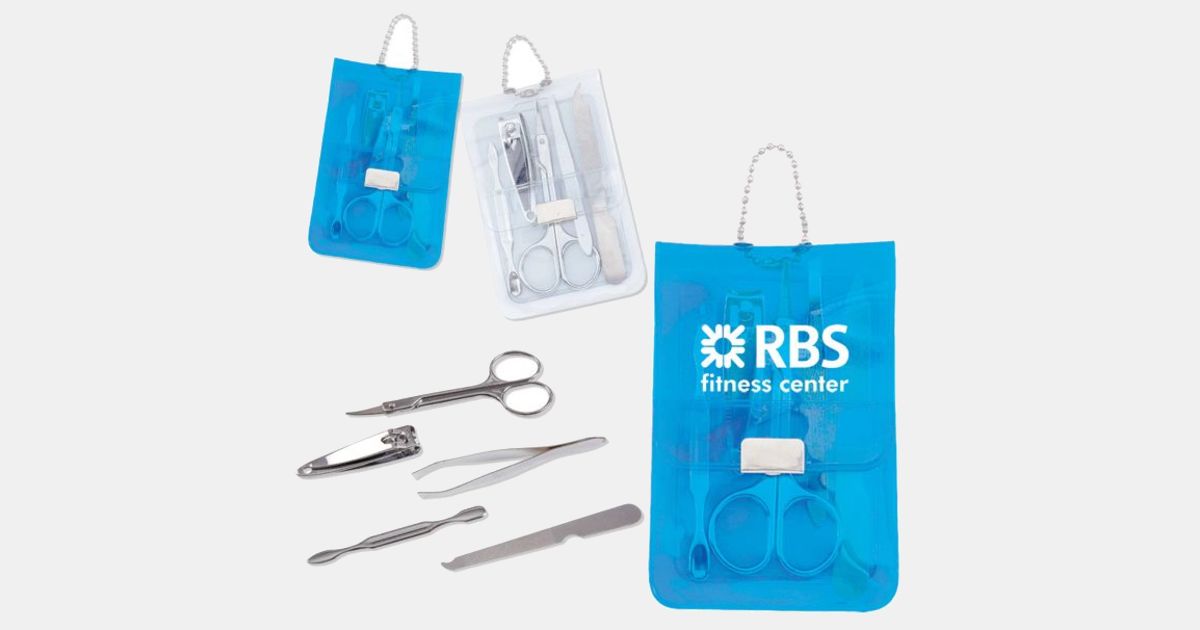 Customized Manicure Pouch Translucent 5-Piece Set | ImprintLogo.com