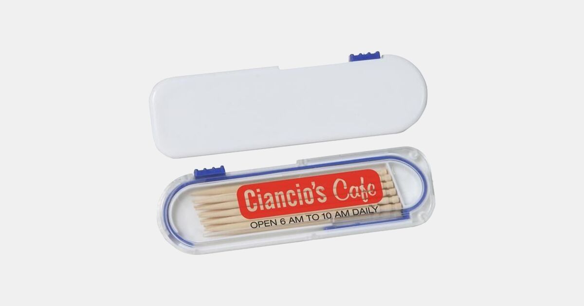 Custom Printed U Pick Toothpick Holder with your logo | ImprintLogo.com