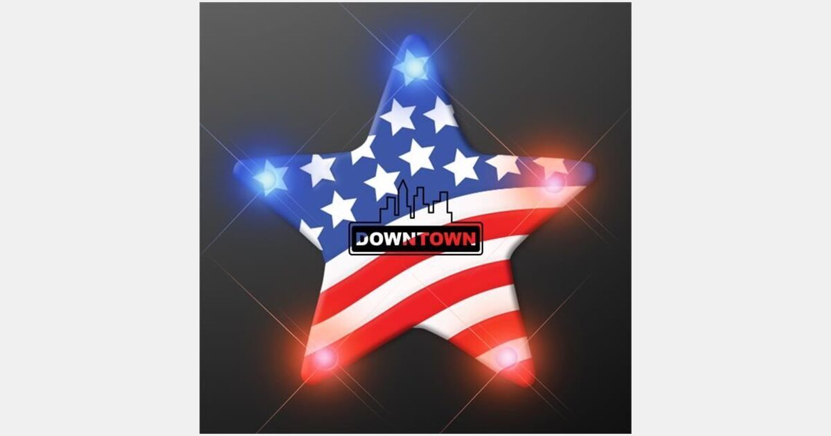 USA American Flag Star Flashing Pin with your logo | ImprintLogo.com