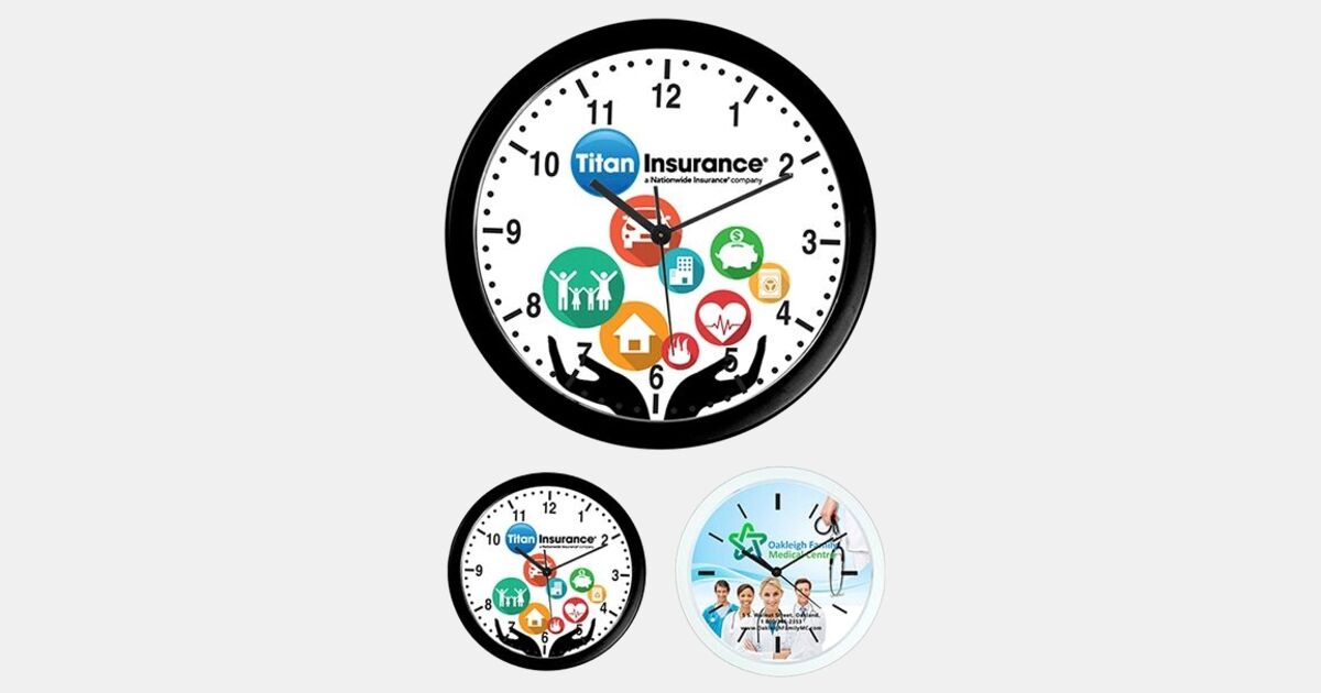 Wedge 10 Economy Wall Clock with your logo | ImprintLogo.com