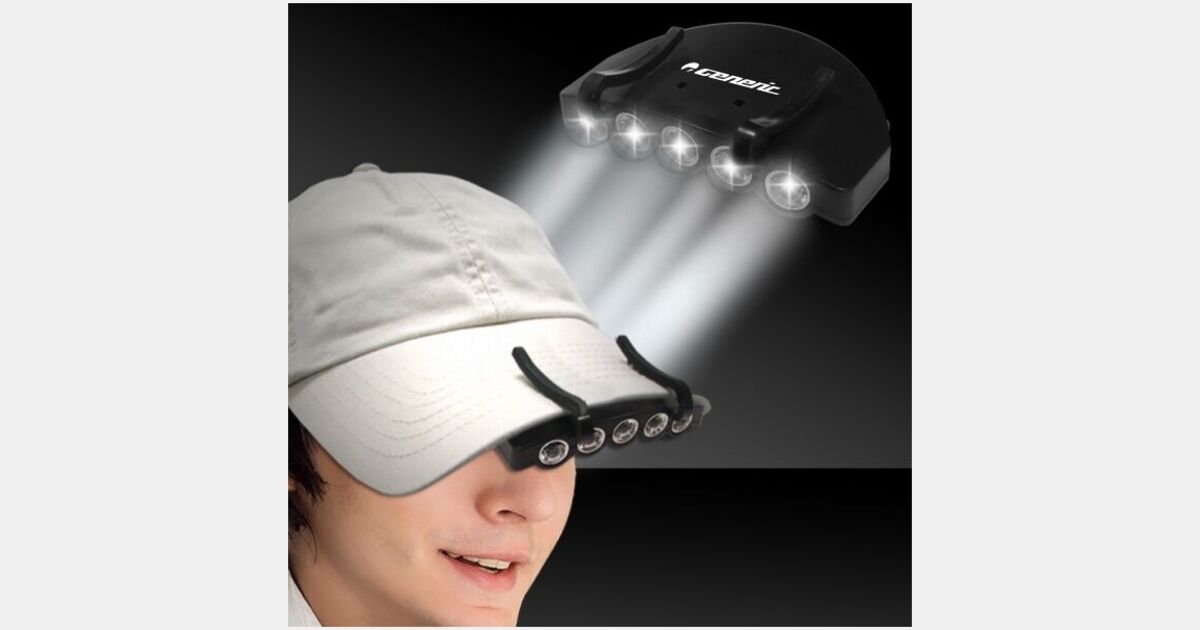 Custom Printed White LED Cap Lights with your logo | ImprintLogo.com