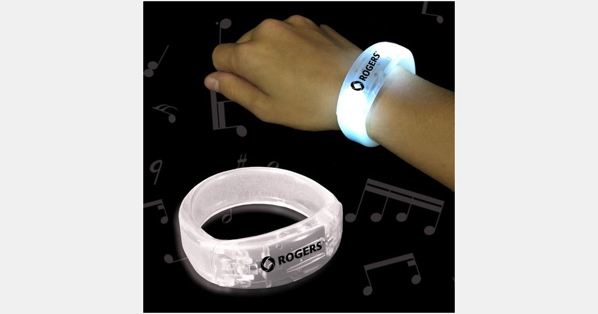 White Soundsation Light Up Glow LED Bangle Bracelet with your logo ...