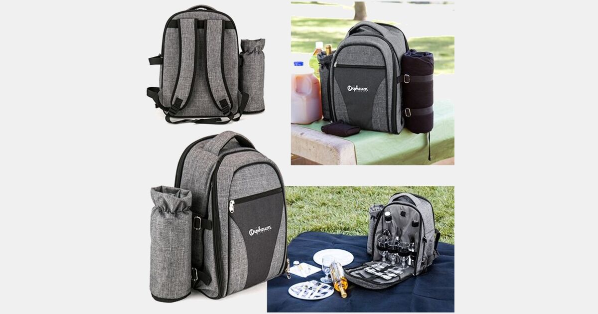 Wine Picnic Backpack for Four with your logo | ImprintLogo.com